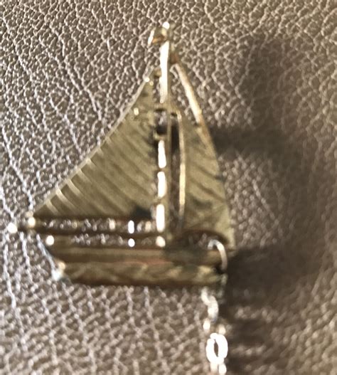 Antique 1941 Sailing Ship Pin Brooch Vintage Sailboat Gem