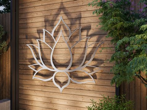 Lotus Flower Large Outdoor Metal Wall Art Garden Sculpture Etsy