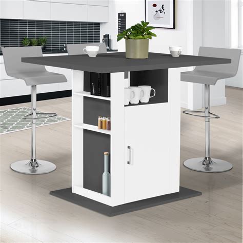 Îlot central pas cher pour cuisine 110 cm bois gris et blanc UGO ID