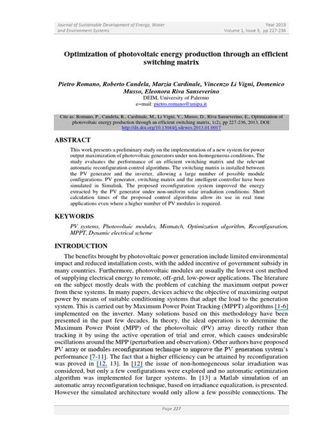 Optimization Of Photovoltaic Energy Prod Pdf Photovoltaics