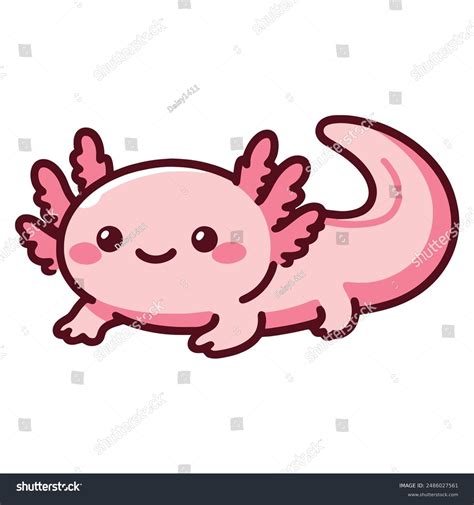 Cute Pink Cartoon Axolotl Illustration Stock Vector Royalty Free