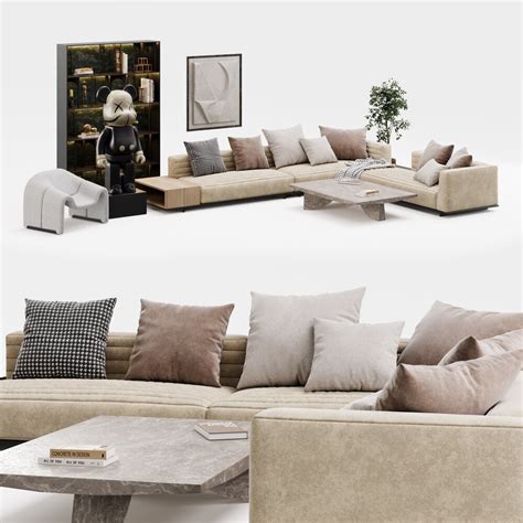 Modern Luxury Sofa Set 3d Model Download Furniture Set On