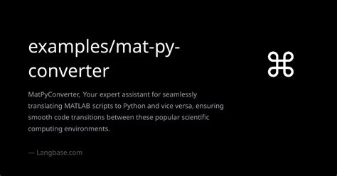 Examplesmat Py Converter · Matpyconverter Your Expert Assistant For