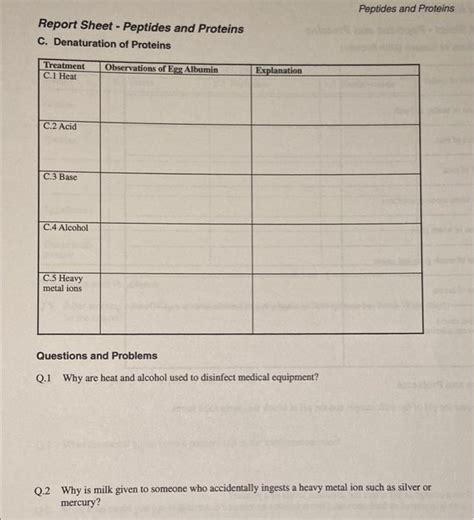 Solved Peptides And Proteins Report Sheet Peptides And Chegg