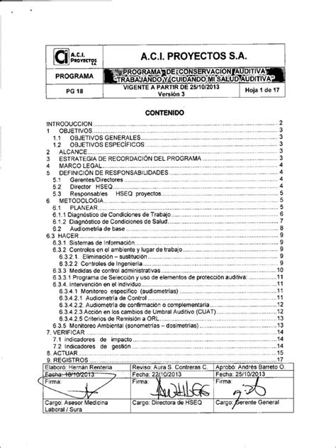 Pve Conservacion Auditiva Pdf
