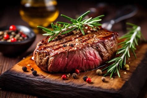 Premium Ai Image Food Red Grill Fried Background Steak Beef Raw Dark