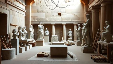 Classical Statues In Art Museum Ancient Sculpture Collection Stock