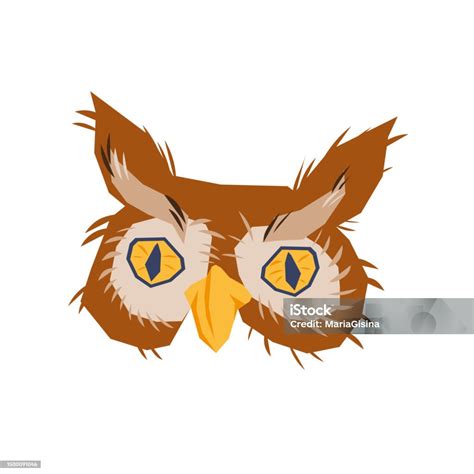 Topeng Burung Hantu Ilustrasi Vektor Datar Kepala Terisolasi Pada Putih