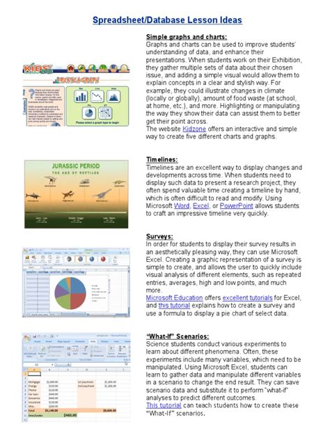 Lesson Plan Spreadsheets And Databases Pdf Graphics Microsoft Excel