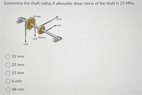 Determine The Shaft Radius If Allowable Shear Stress