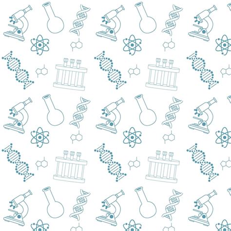 Premium Vector Seamless Pattern With Science Icons Collection Blue Dna Flat Icons Seamless