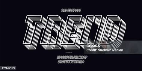 글꼴 벡터 현대 3d 굵은 선 스타일 트렌디한 타이포그래피 검은색에 대한 스톡 벡터 아트 및 기타 이미지 검은색 누른 자국