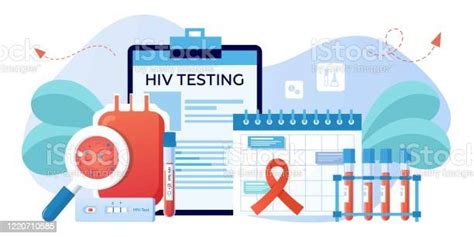 세계 에이즈의 날 12 월 빨간 리본 에이즈 그리고 Hiv 인식 혈액 샘플로 Hiv 튜브 및 드롭퍼를 테스트하십시오 혈액 임상
