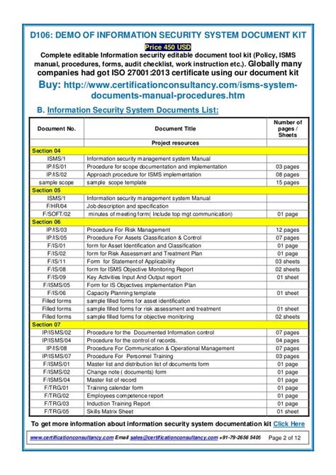 Information Security Document Template Pdf Template