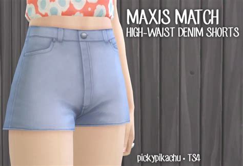 Maxis Match High Waist Denim Shorts Sims 4 Female Clothes