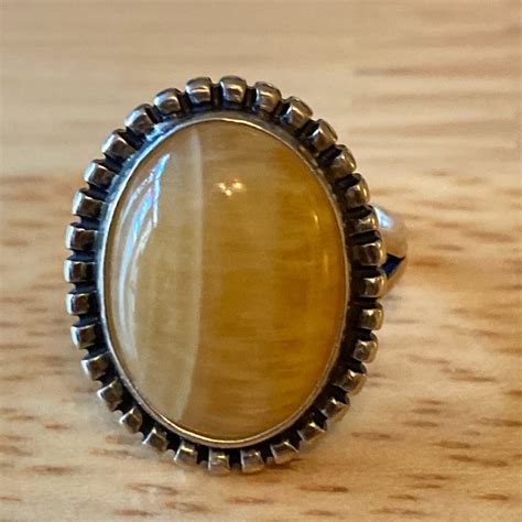 Silpada Large Yellow Stone 925 Sterling Silver Ring Gem