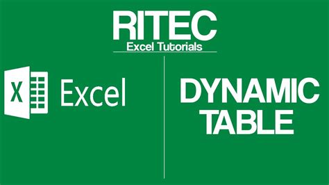 Dynamic Table Excel Tutorial Youtube