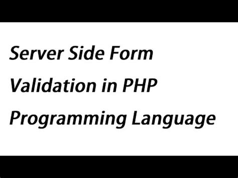 Server Side Form Validation In PHP Programming Language Webslesson