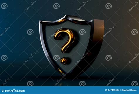 Security Shield Question Mark Icon On Dark Background D Render Concept