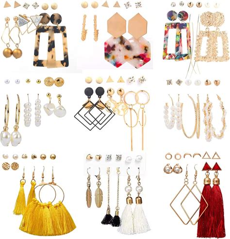 Jmscape Juego De 53 Pares De Aretes Para Mujer Aretes De Aro De Oro
