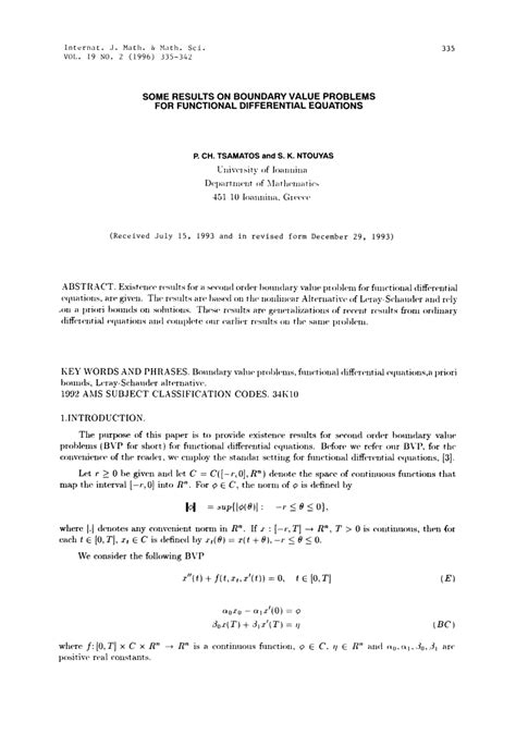 Pdf Some Results On Boundary Value Problems For Functional
