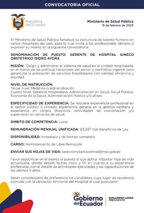 Ministerio de Salud Pública on Twitter Salud Ec te invita a