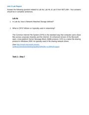 Cis U Labreporthernandez Unit Lab Report Answer The Following Question Related To Lab A