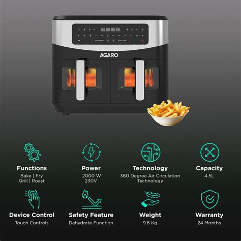 Buy Agaro Imperial 45l 2400 Watt Digital Air Fryer With 10 Preset