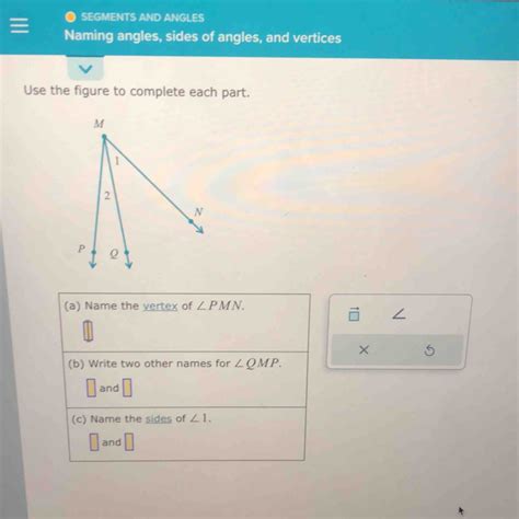 Solved Segments And Angles Naming Angles Sides Of Angles And