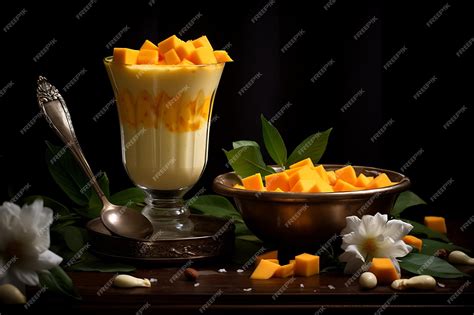 Premium Ai Image Mango Lassi Indian Food Photography