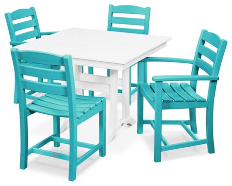 Polywood La Casa Cafe 5 Piece Farmhouse Dining Set Beach Style