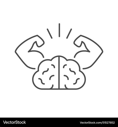 Brain Power Line Outline Icon Royalty Free Vector Image