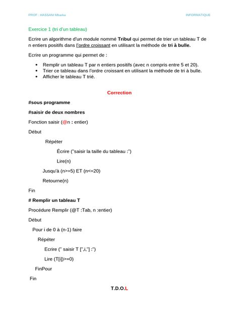 Algorithme De Tri à Bulle En Python Pdf Génie Logiciel