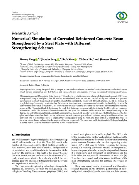 Pdf Numerical Simulation Of Corroded Reinforced Concrete Beam Strengthened By A Steel Plate
