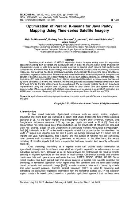 optimization of parallel k means for java paddy mapping using time