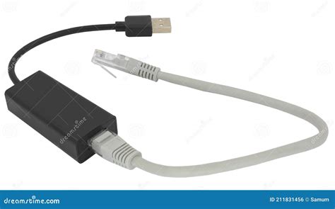 Usb To Ethernet Connector Adapter Isolated Over The White Stock Photo Image Of Electric