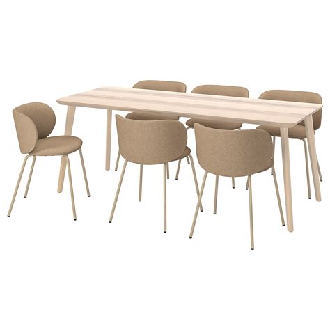 LISABO KRYLBO Table And Chairs Ash Veneer Tonerud Dark Beige IKEA