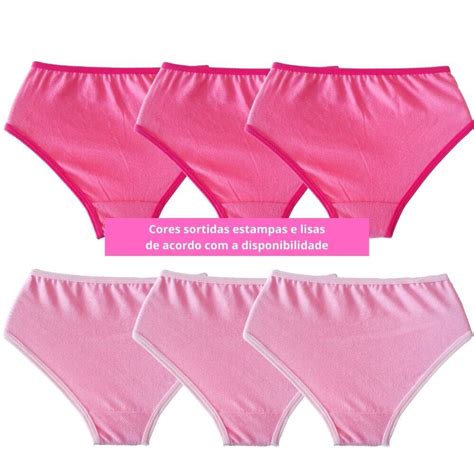 Kit 6 Calcinhas Infanto Juvenil De Cotton Sortidas Lisas Solenza Com