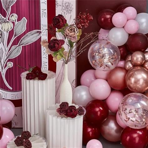 Party Supplies 14 Pcs Burgundy Red And Pink Balloon Garland