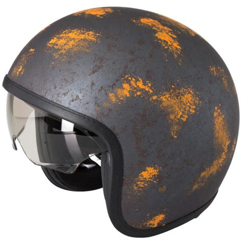 Duchinni D388 Vintage Rust Motorcycle Open Face Helmet Open