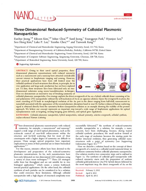 Pdf Three Dimensional Reduced Symmetry Of Colloidal Plasmonic Nanoparticles