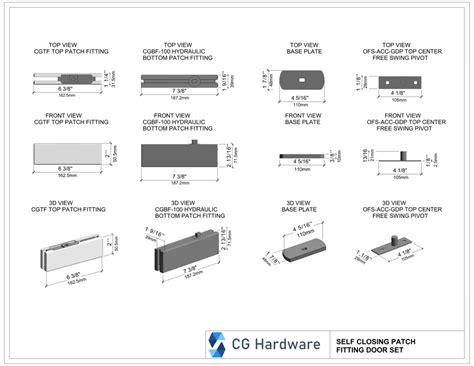Self Closing Patch Fitting Set Satin Stainless Steel
