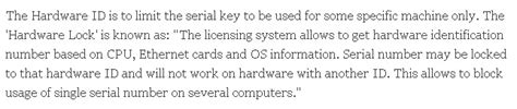 locking serial number to hardware in licensing using vmprotect