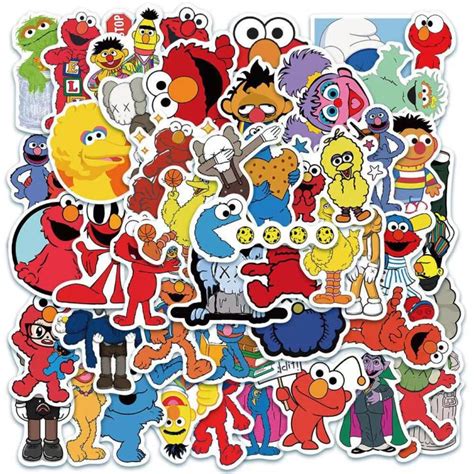 Xs338 50 Pcs Joint Kaws Sesame Street Graffiti Waterproof Sticker