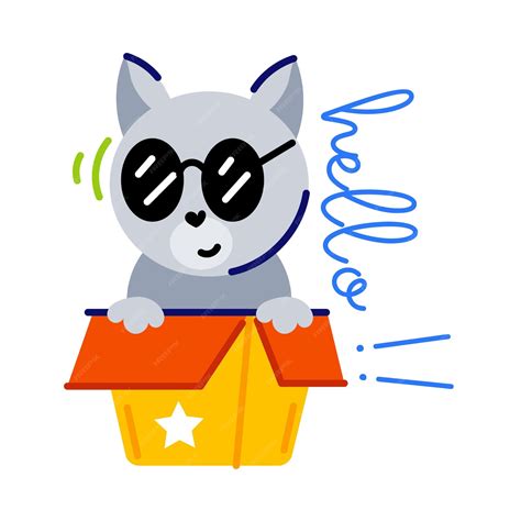 Premium Vector Check This Coot Cat Box Flat Sticker