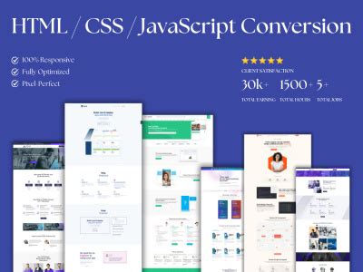 Any Design Coded In Fully Responsive HTML CSS JavaScript Template Upwork