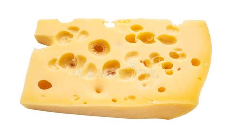 Pezzo Di Formaggio Di Svizzero Giallo Con Buchi Tagliati Fotografia