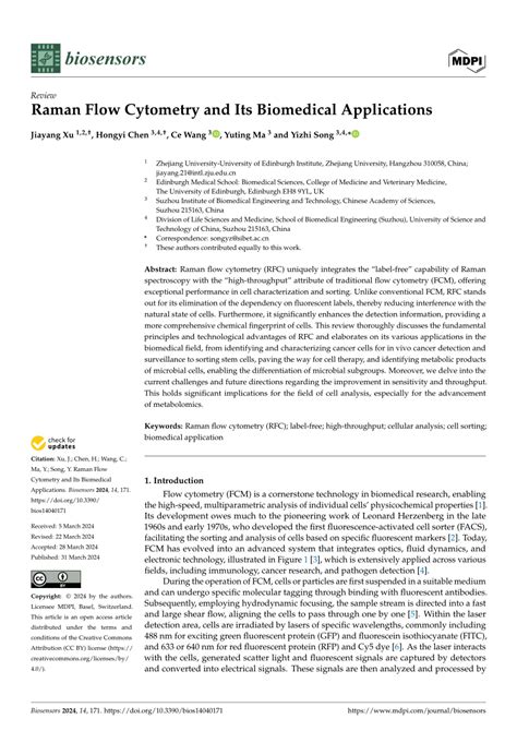 Pdf Raman Flow Cytometry And Its Biomedical Applications