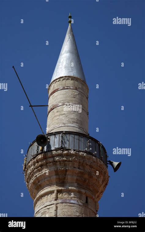 Minaret Of The Grand Mosque Of Djami Kebir Camil Limassol Lemesos Stock