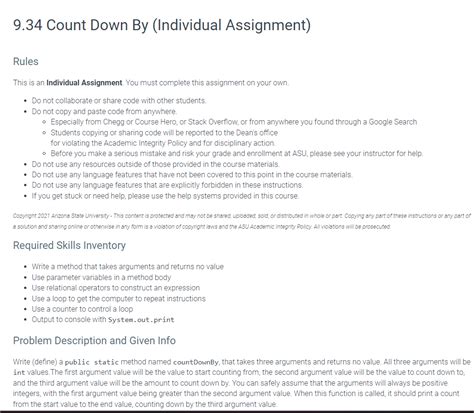 Solved 9 34 Count Down By Individual Assignment Rules This Chegg